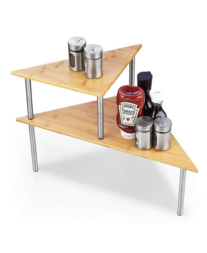 Cook N Home 2 Tier Triangle Corner Storage Shelf Organizer, Bamboo - Macy's