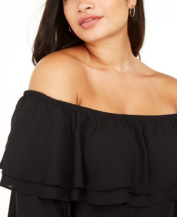 Michael Kors Plus Size Ruffled Off-The-Shoulder Top - Macy's