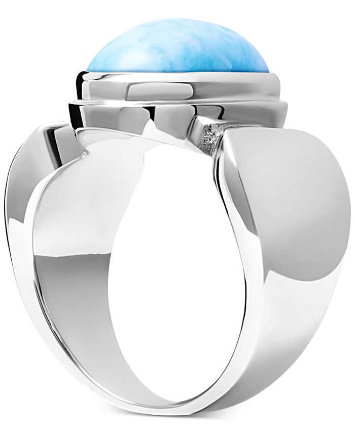 Marahlago Larimar (10 x 12mm) Oval Statement Ring in Sterling Silver ...