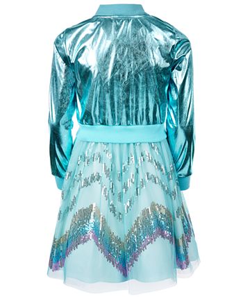 Beautees Big Girls 2-Pc. Metallic Bomber Jacket & Unicorn Dress Set ...