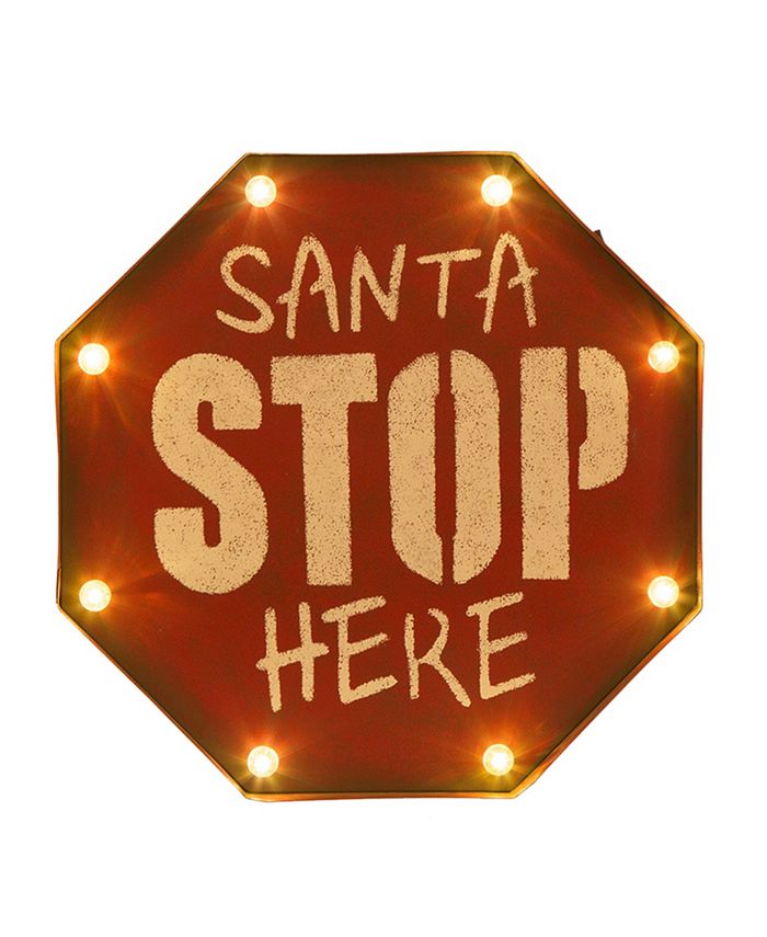 Glitzhome Marquee Santa STOP Sign - Macy's