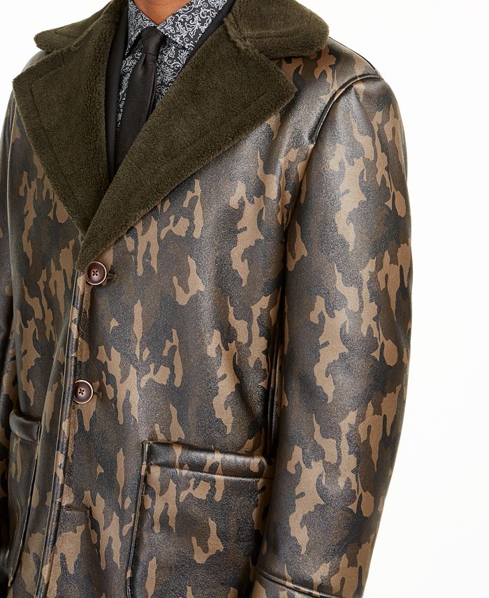 Tallia Men's Faux-Fur Camouflage Overcoat - Macy's