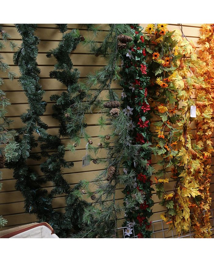 Gerson & Gerson 6-Foot Long Snowy Ming Pine Garland with Drooping ...