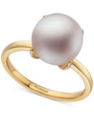 EFFY Collection EFFY® Cultured Freshwater Pearl (9-1/2mm) & Diamond (1/ ...