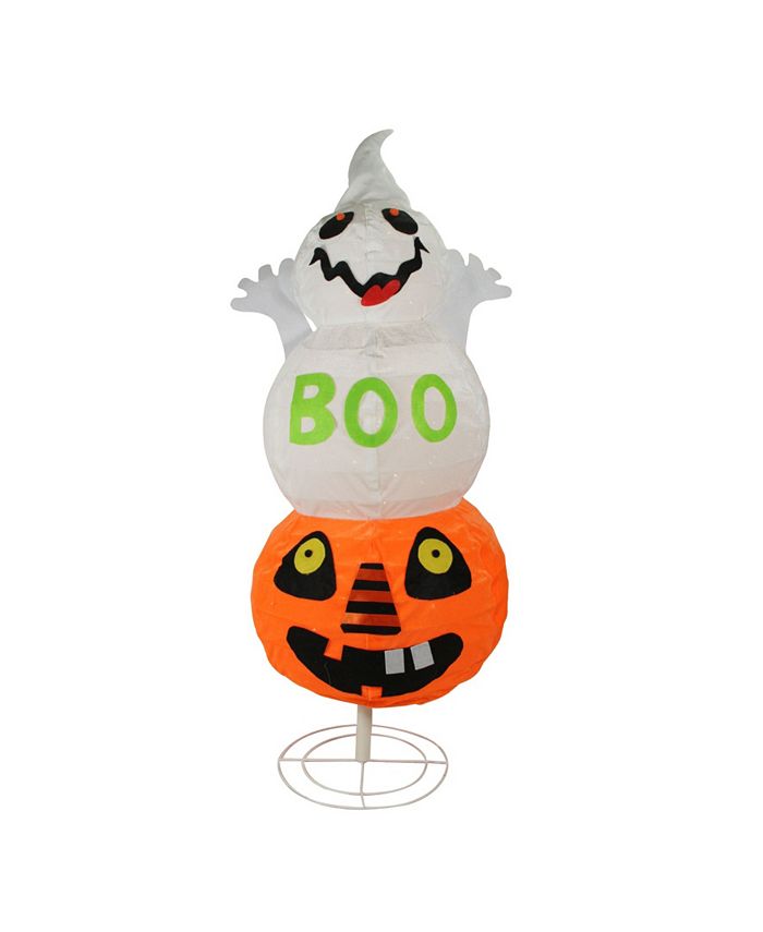 Northlight Lighted Spooky Boo Ghost on Jack-O-Lantern Pumpkin Halloween ...