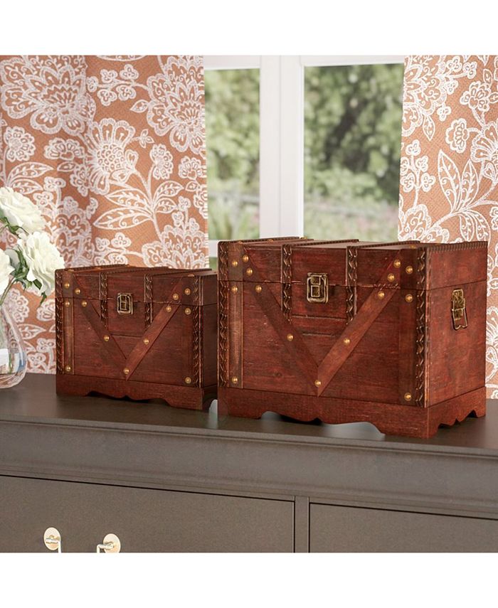 Vintiquewise Wooden Treasure Box, Old Style Treasure Chest - Macy's