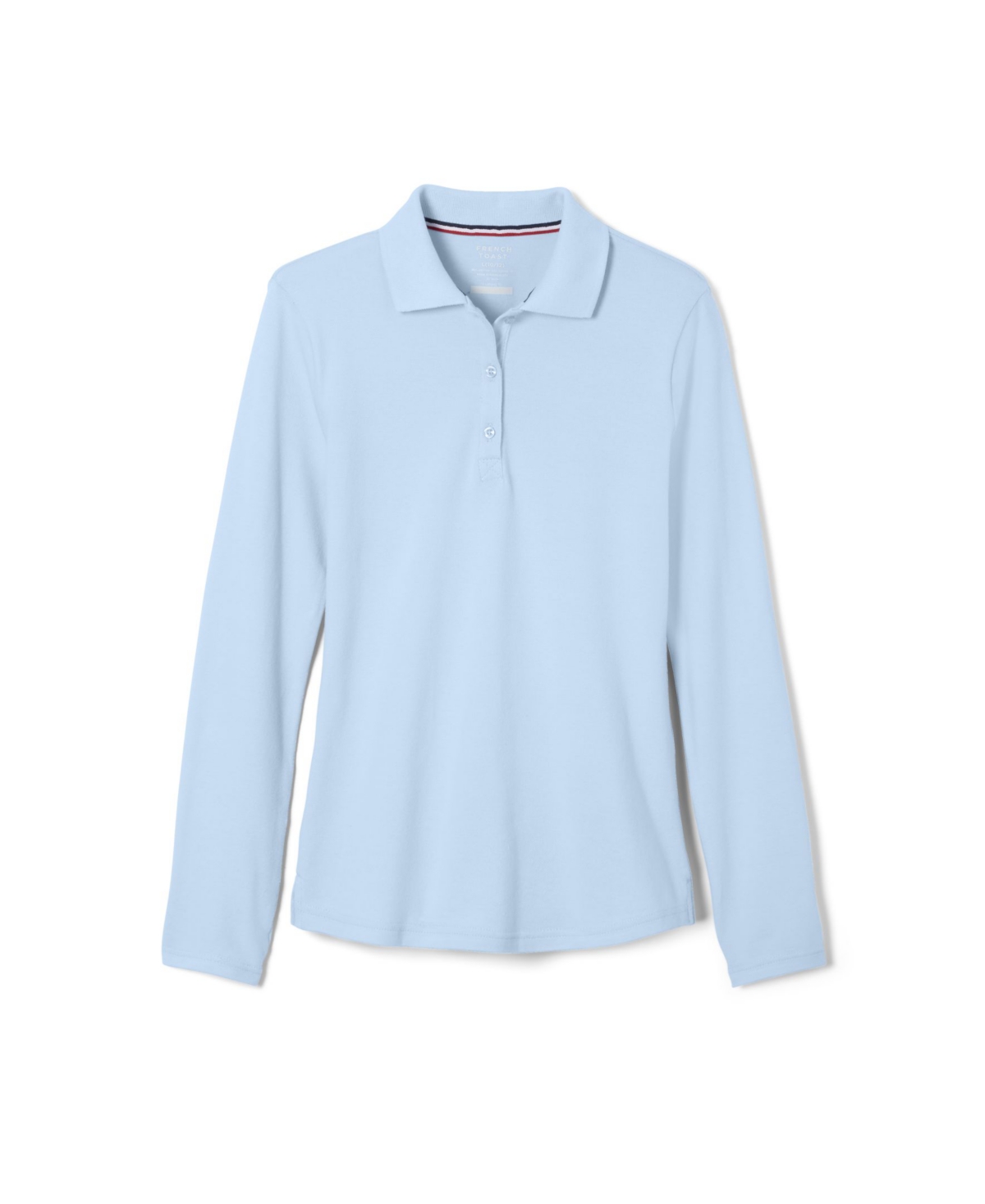 French Toast Little Girls Long Sleeve Stretch Pique Polo Shirt - Blue