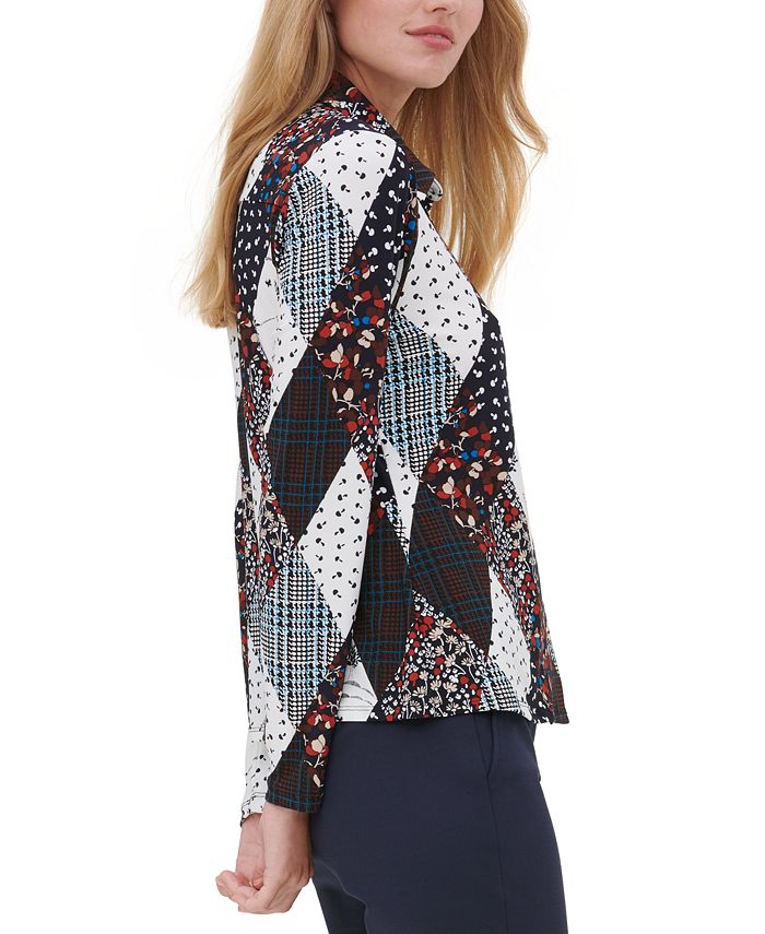 Tommy Hilfiger Printed Patchwork Button-Up Shirt - Macy's