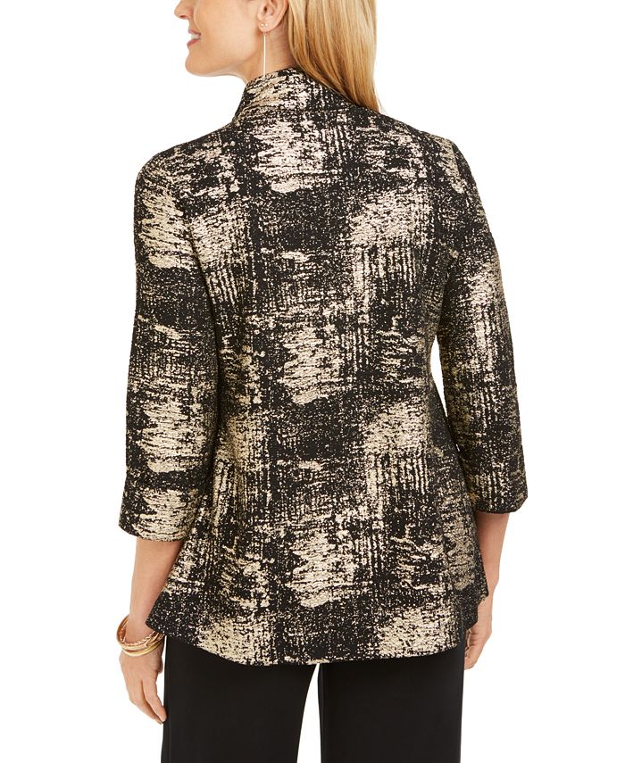 JM Collection Metallic-Print Jacket, Created for Macy's - Macy's