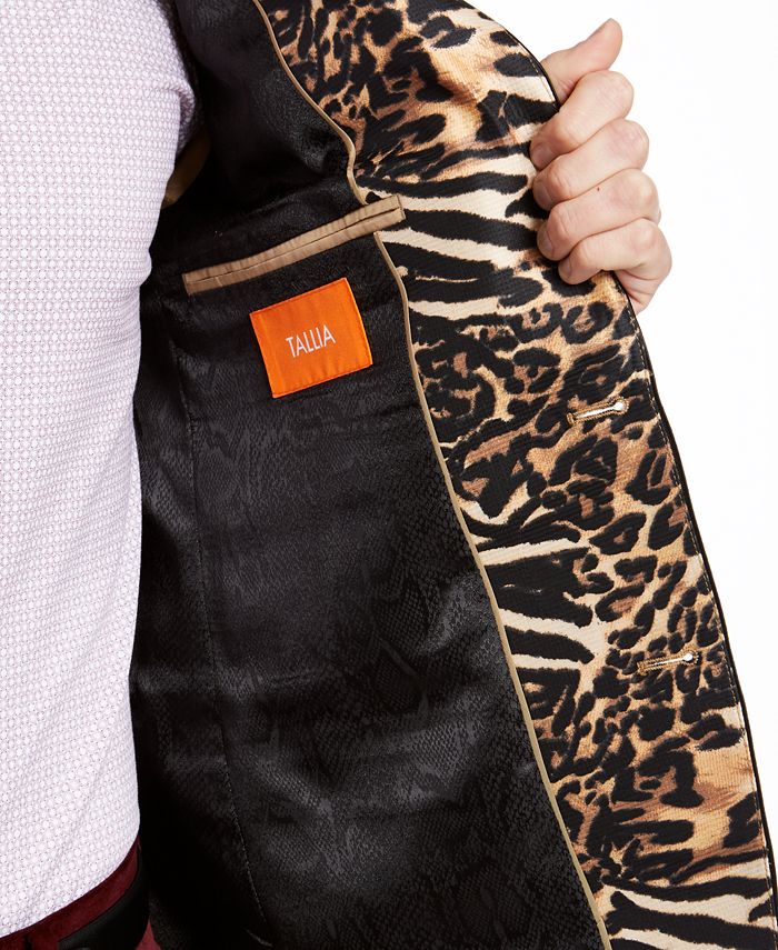 Tallia Orange Men's Slim-Fit Black/Gold Leopard-Print Dinner Jacket ...