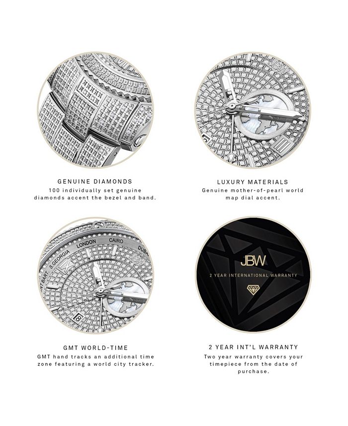 Jbw Men's Jet Setter GMT Silver-Tone Stainless Steel Bracelet Watch ...