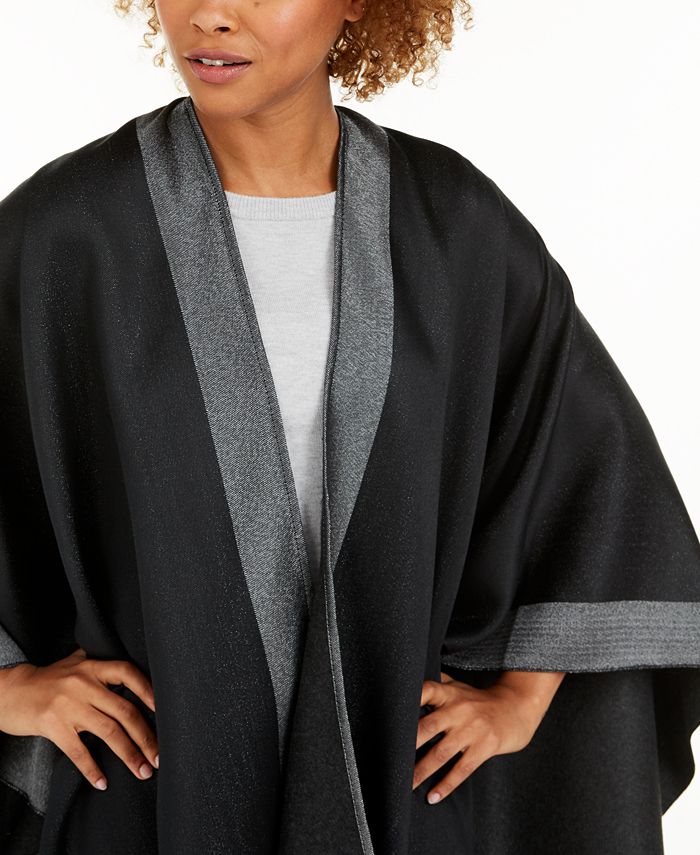 Calvin Klein Metallic-Border Ruana - Macy's
