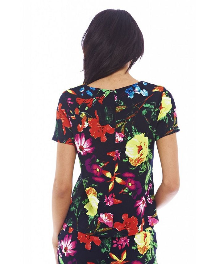 AX Paris Women's Floral Printed Box Top - Macy's