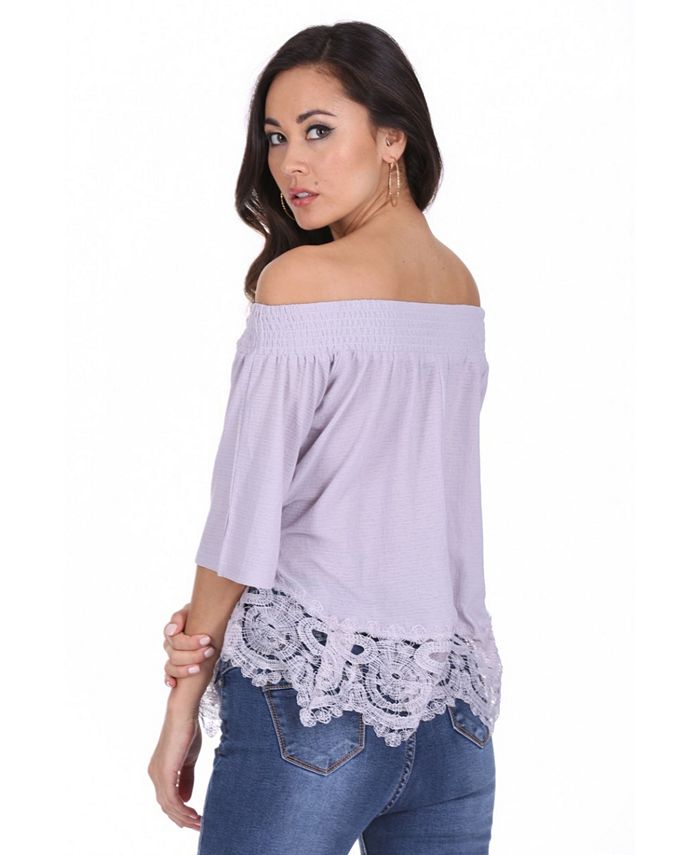 AX Paris Women's Off The Shoulder Crochet Top - Macy's