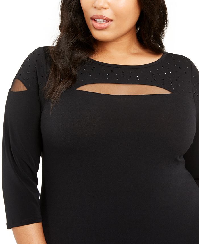 Belldini Plus Size Mesh-Trim Dress - Macy's