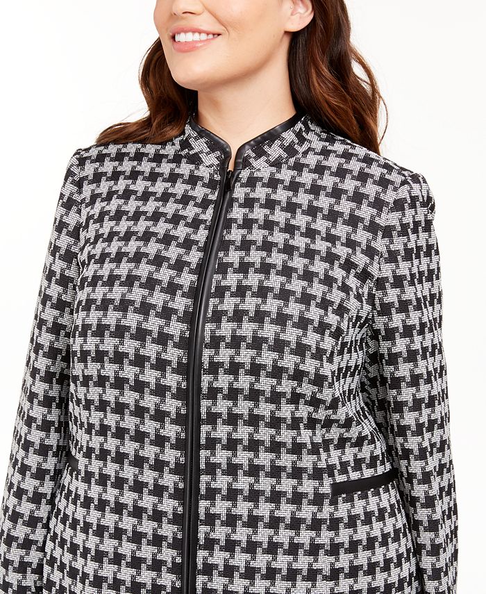 Kasper Plus Size Houndstooth Printed Topper Jacket - Macy's