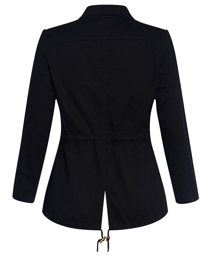 City Chic Trendy Plus Size Cotton Drawstring-Waist Jacket - Macy's