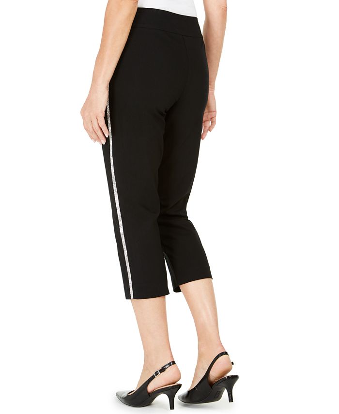 JM Collection Embellished Side-Stripe Capri Pants, Created For Macy's ...