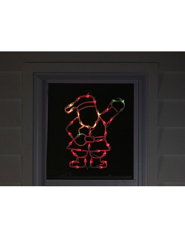 Northlight 13" Lighted Santa Christmas Double Sided Window Silhouette ...