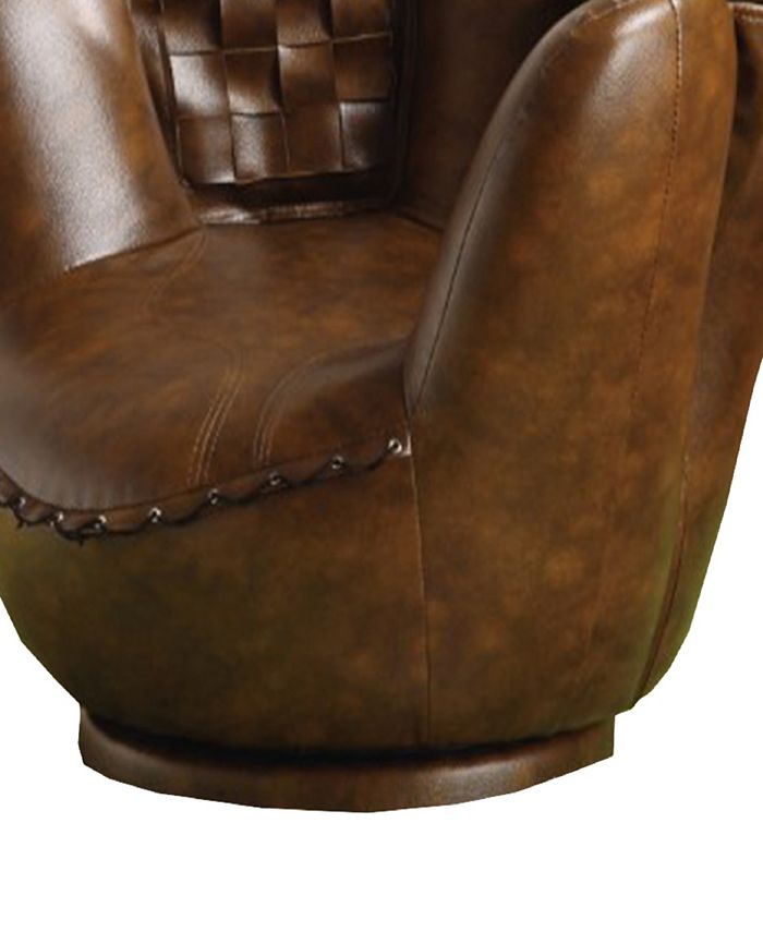 Benzara Leather Upholstered Baseball Glove Chair and Ottoman - Macy's