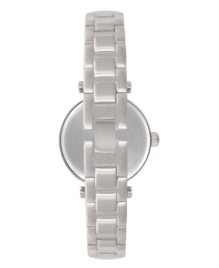 Jessica Simpson Women's Crushed Crystal Silver Tone Bracelet Watch 32mm ...