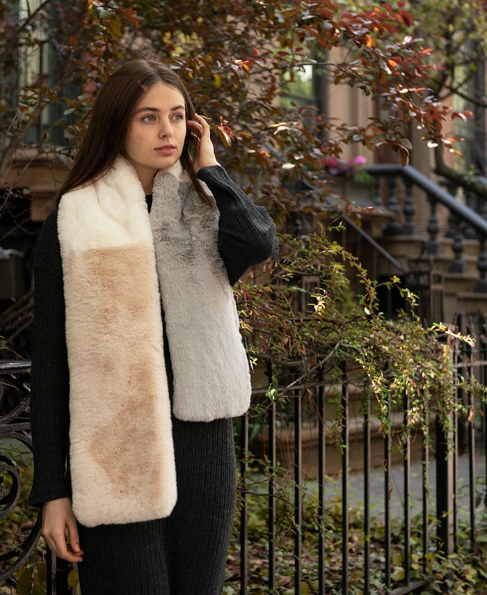 INC International Concepts INC Colorblocked Faux-Fur Muffler Scarf ...