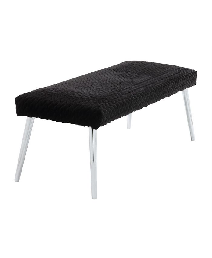 INSPIRED HOME Lamonte Faux Fur Leaf Textured Bench with Metal Legs - Macy's