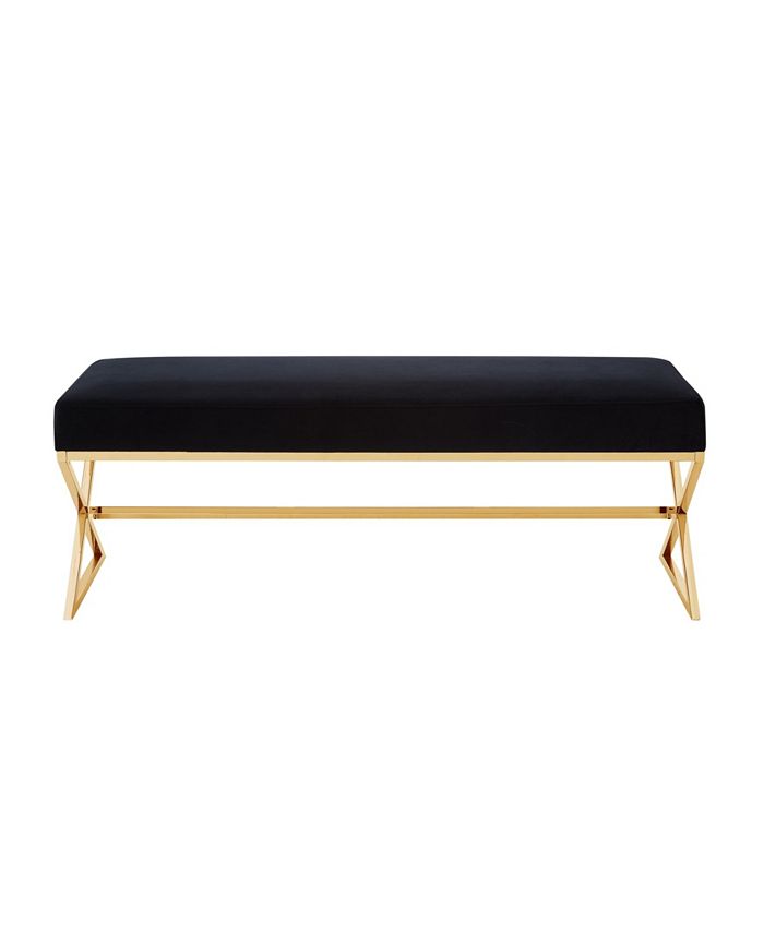 INSPIRED HOME Aurora Velvet Bench with Metal X-Leg Frame - Macy's