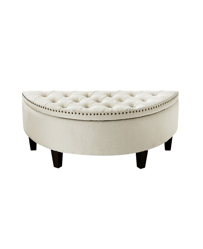 Inspired Home Jolie Upholstered Tufted Half Moon Storage Ottoman with ...