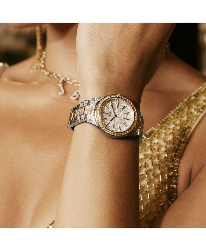 Jbw Women's Cristal Diamond (1/8 ct. t.w.) Watch in 18k Gold-plated Two ...
