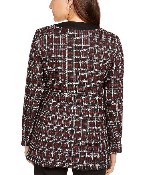Kasper Plaid Zipper-Front Jacket & Reviews - Jackets & Blazers - Women ...