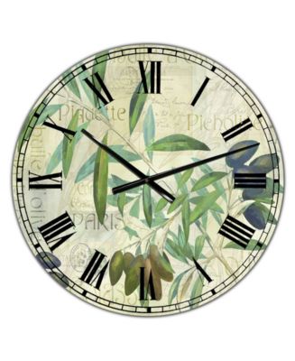 Designart Olives Picholines Oversized Cottage Wall Clock - 36" x 28" x ...