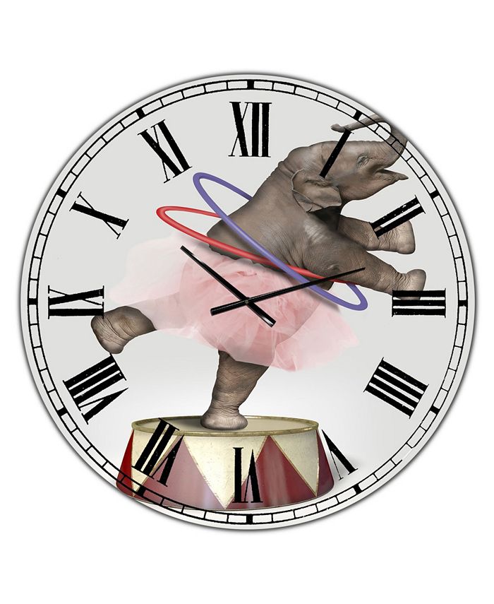 Designart Circus Elephant Oversized Modern Wall Clock - 36 x 36 - Macy's