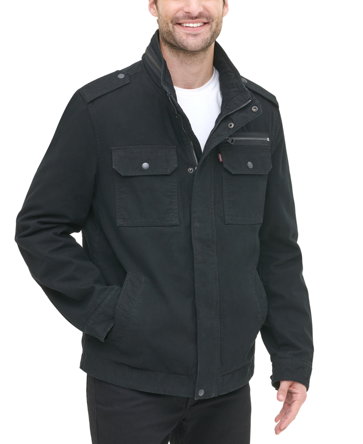 Click here for Levis Mens Cotton Zip-Front Jacket - Black prices