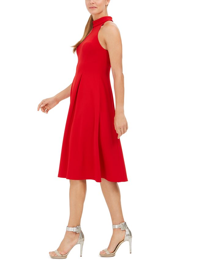 Calvin Klein Mock Neck Fit And Flare Dress Macys