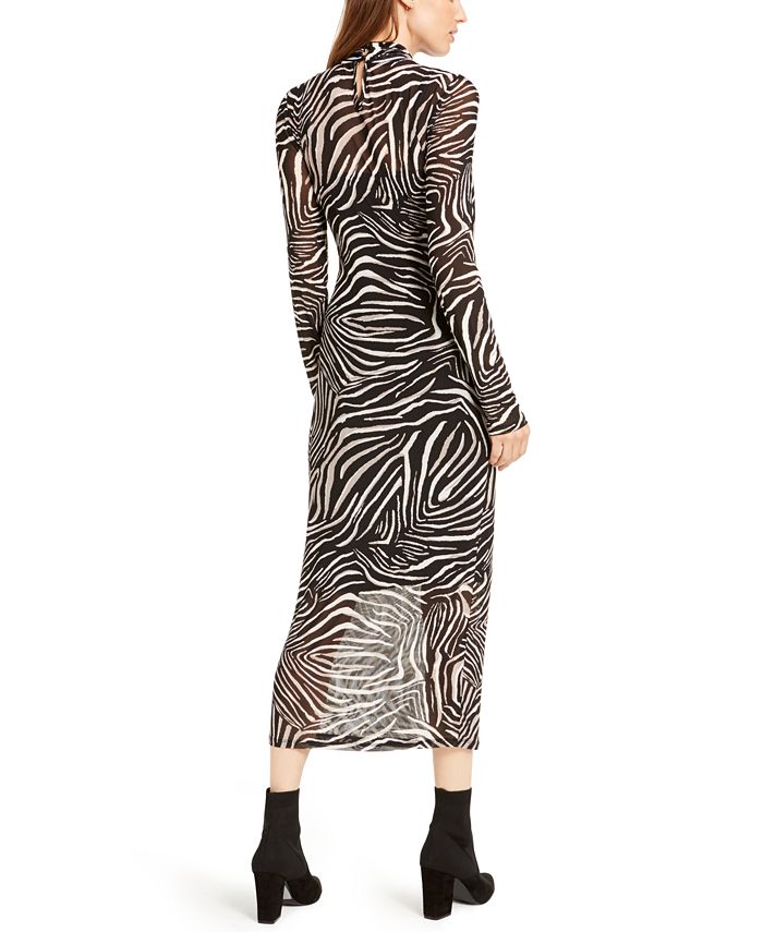 Bar III Zebra-Print Mesh Bodycon Dress, Created for Macy's - Macy's