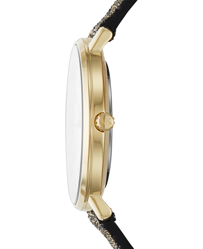 Michael Kors Women's Pyper Black & Gold-Tone Cubic Zirconia® Crystal ...