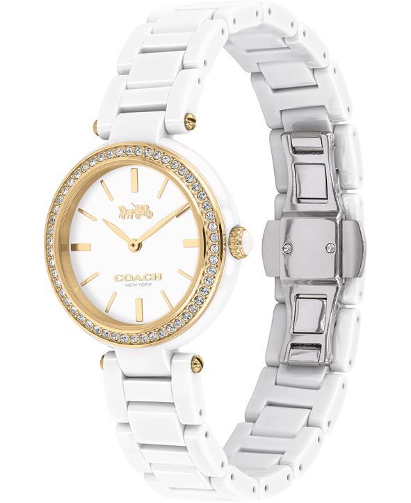 COACH Women's Park White Ceramic Bracelet Watch 30mm & Reviews ...