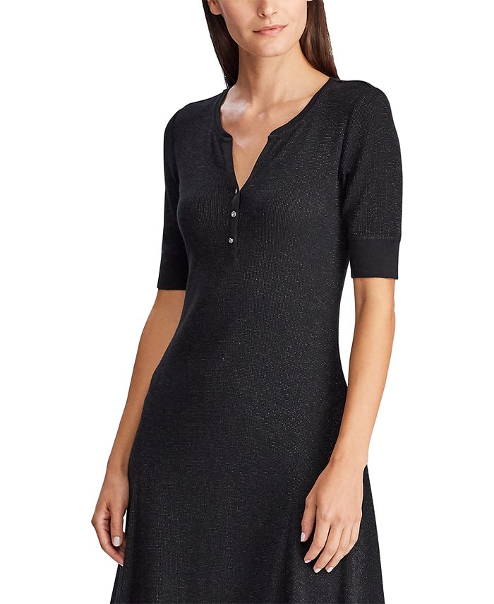 Lauren Ralph Lauren Petite Shimmer Elbow Length Sleeve Dress - Macy's