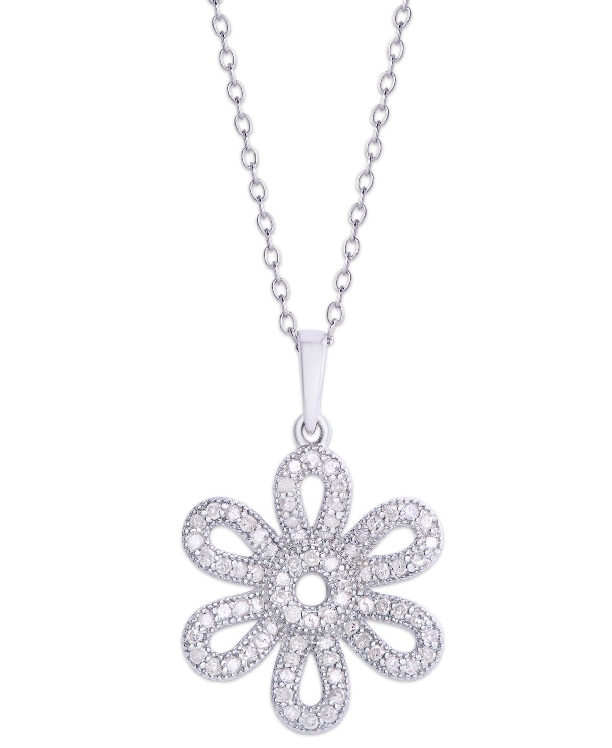 Click here for Diamond 3/8 ct. t.w. Flower Pendant Necklace in St... prices