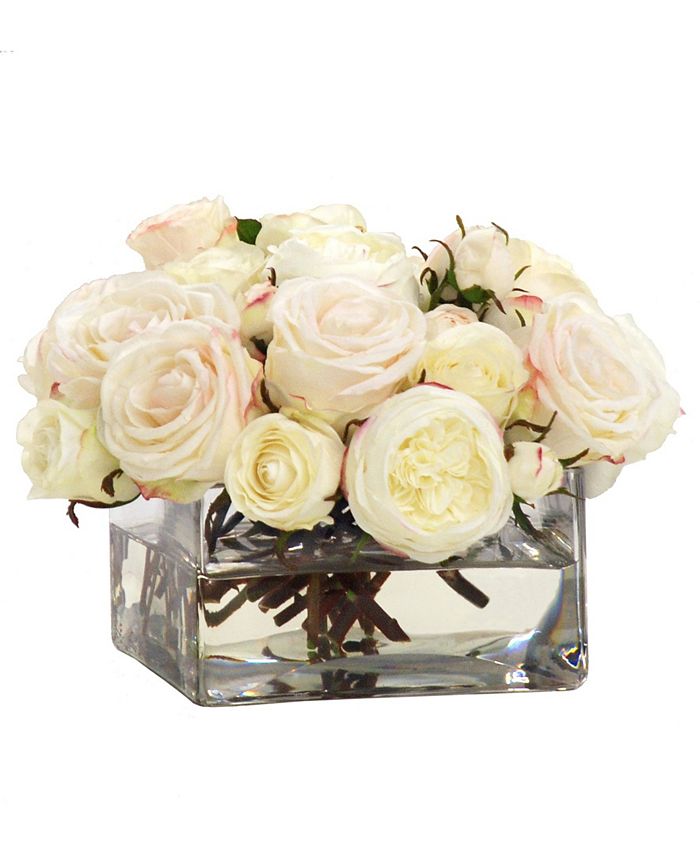 Winward Silks Permanent Botanicals Rose in Glass Vase - Macy's