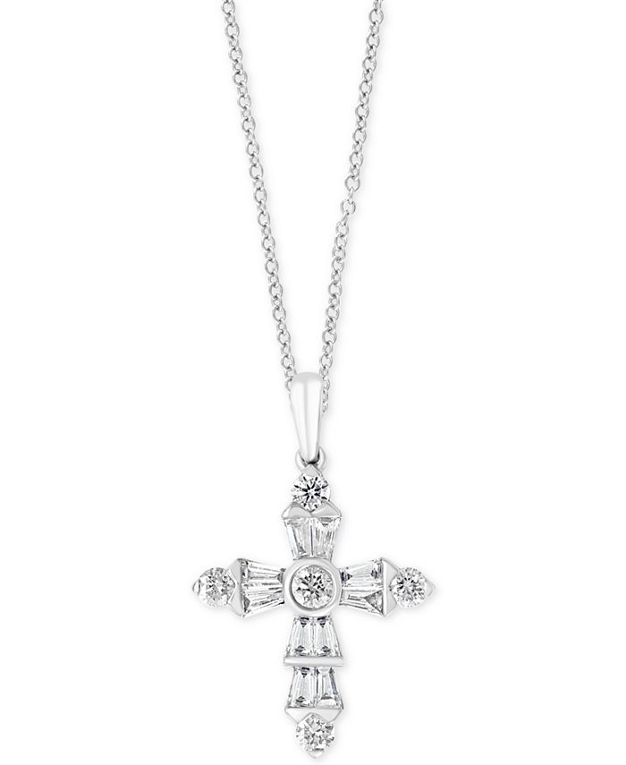 EFFY Collection EFFY® Diamond Cross 18" Pendant Necklace (1/2 ct. t.w ...