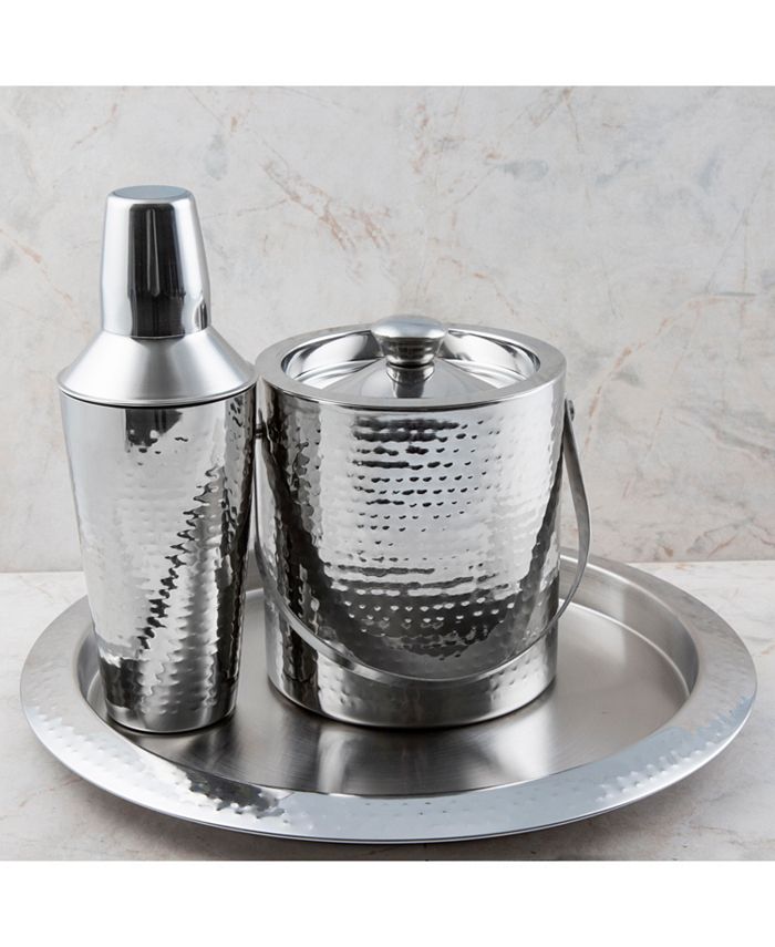 Cambridge 3 Piece Hammered Stainless Steel Bar Set - Macy's