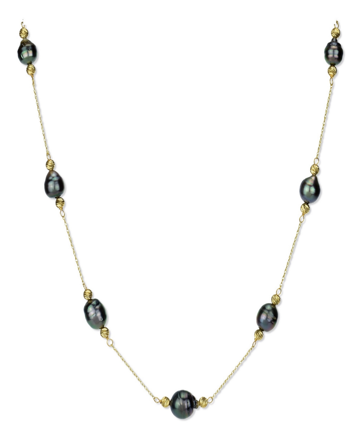 Click here for Black Tahitian Pearl (8-9mm) Necklace in 14k White... prices