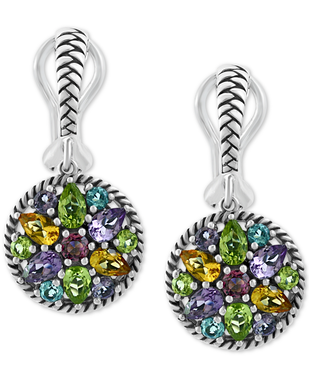Click here for Effy Multi-Gemstone Cluster Drop Earrings (3-7/8 c... prices