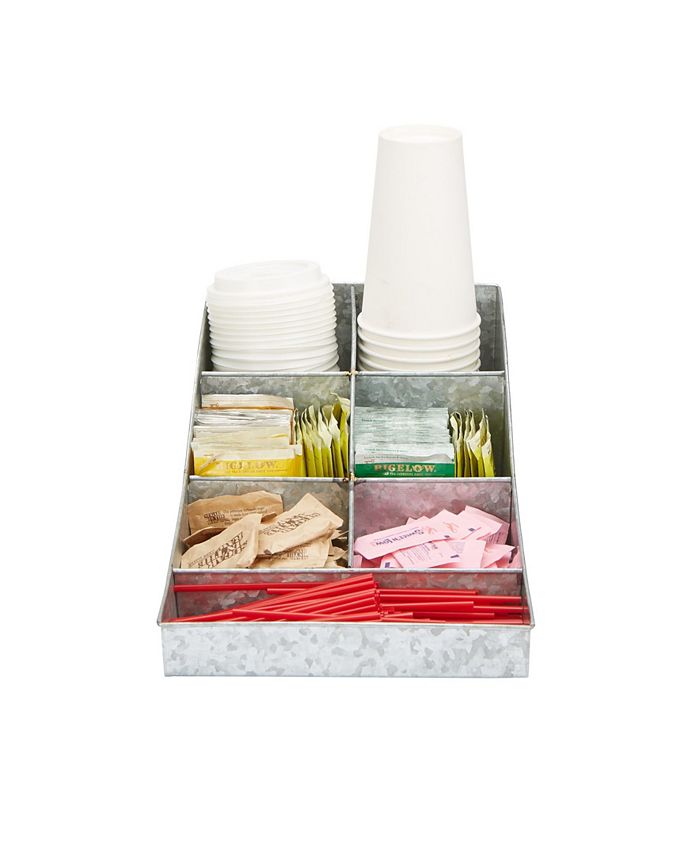 Mind Reader 7 Compartment Galvanized Break Room Condiment Organizer ...