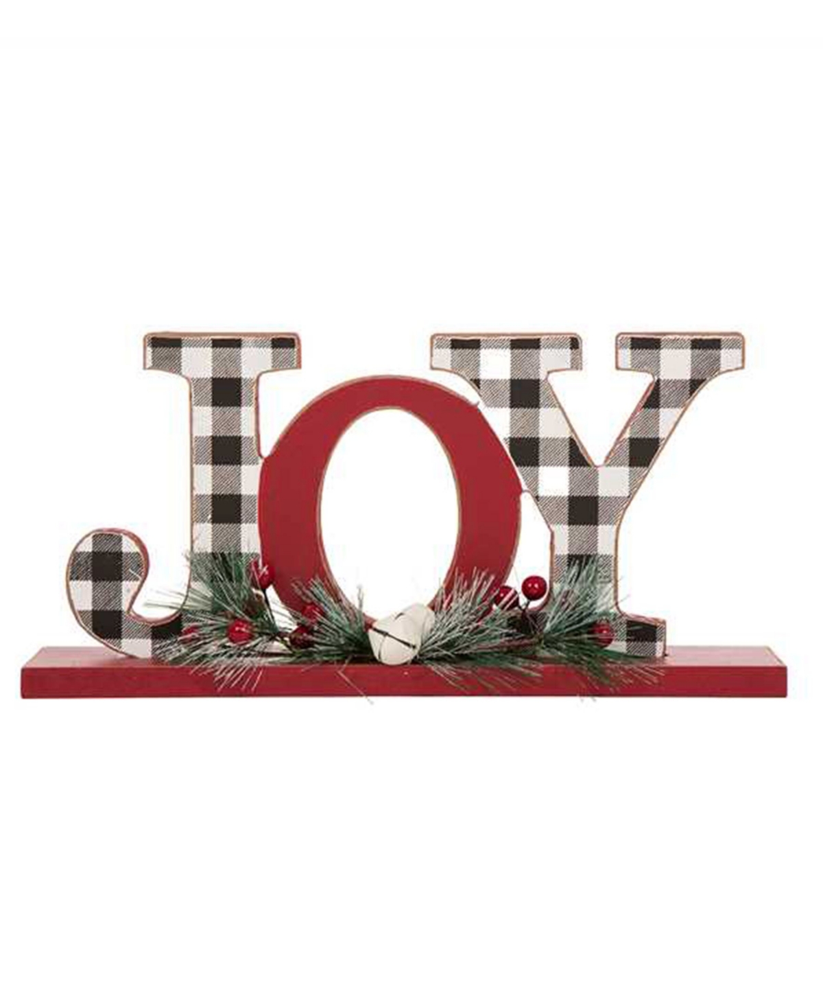 Click here for Glitzhome 11.42 L Christmas Wooden Plaid Joy Table... prices