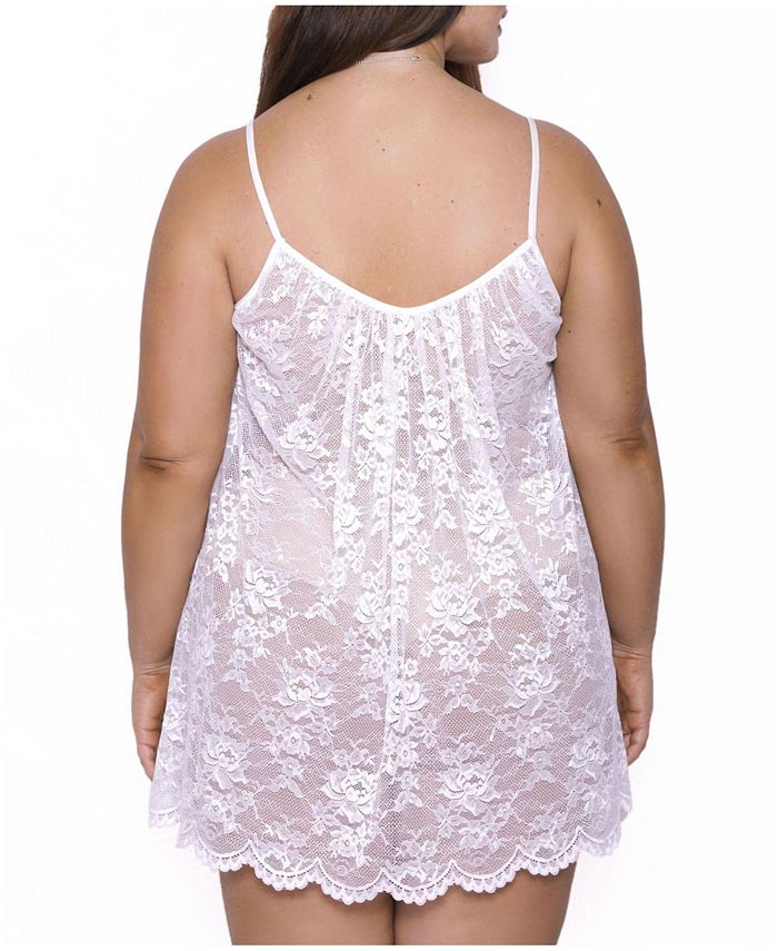 iCollection Plus Size Willow Lace Lingerie Chemise Nightgown Lingerie ...