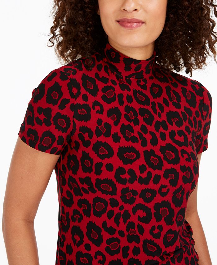 Anne Klein Leopard Print Mock Neck Top Macys 
