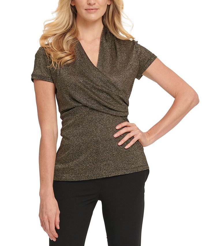 DKNY Ruched Metallic Top - Macy's